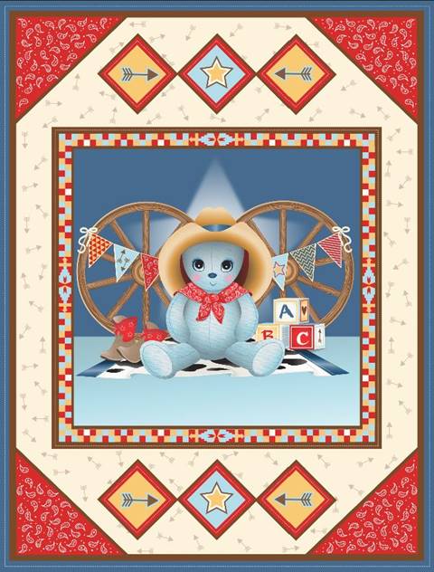 Cowboy Bunny Quilt Top Panel 06 – Quilting Fabric Supplier