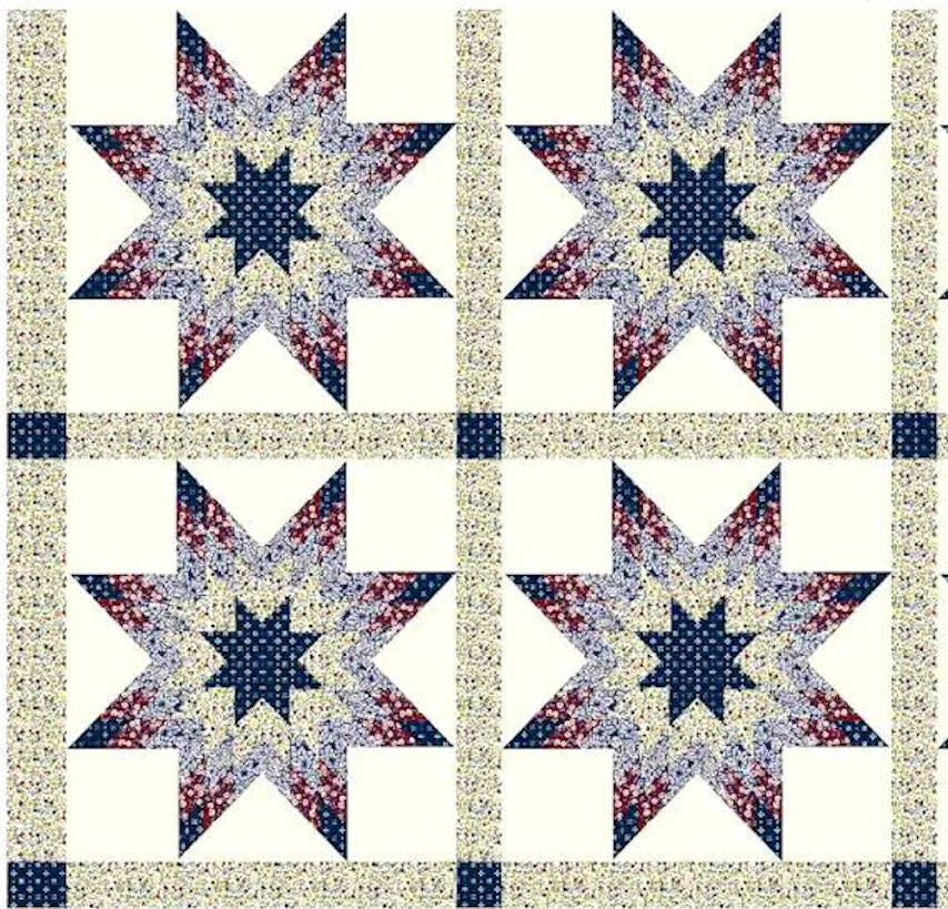 Calico Star Navy 90" x 35" Cheater Quilt Top Print 637 – Quilting ...